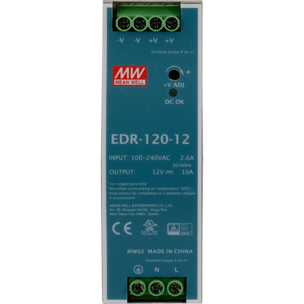 MEANWELL EDR-120-12 120W 12VDC 10AMP Power Supply | Reliable Industria – voltkart